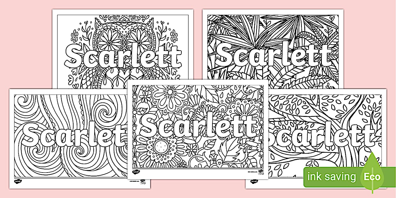 Free Scarlett Mindfulness Name Colouring Activity for Kids!