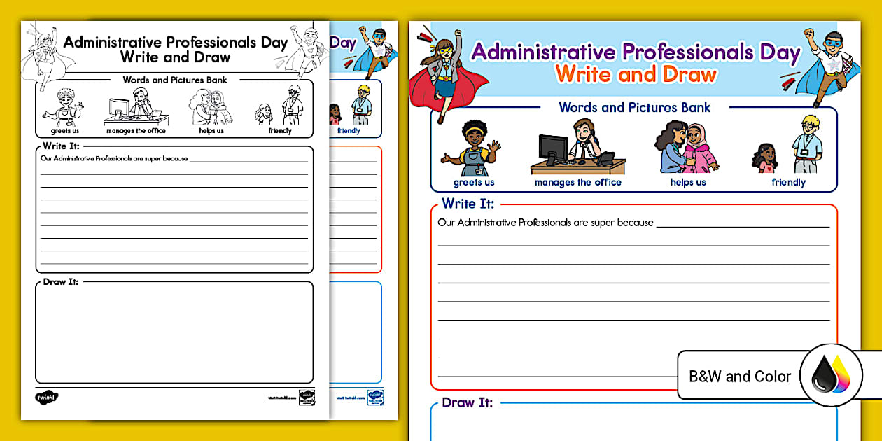 Administrative Professionals Day Write and Draw - Twinkl
