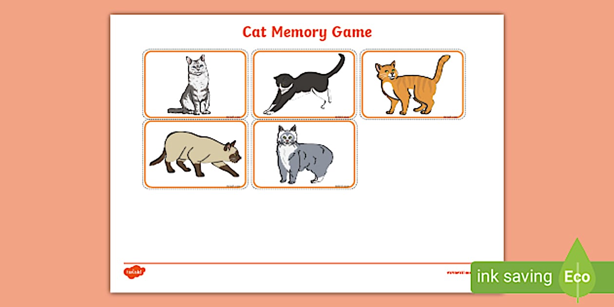 Cat Memory Game (teacher made) - Twinkl