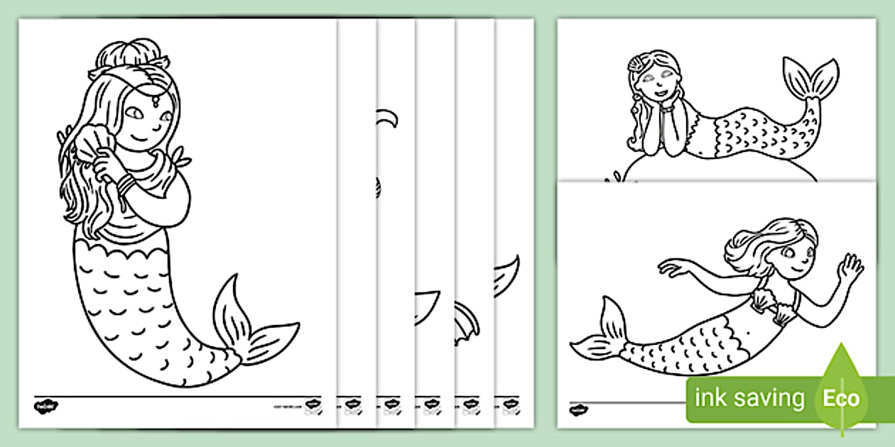 Mermaid Coloring Pages | World Ocean Day | Twinkl USA