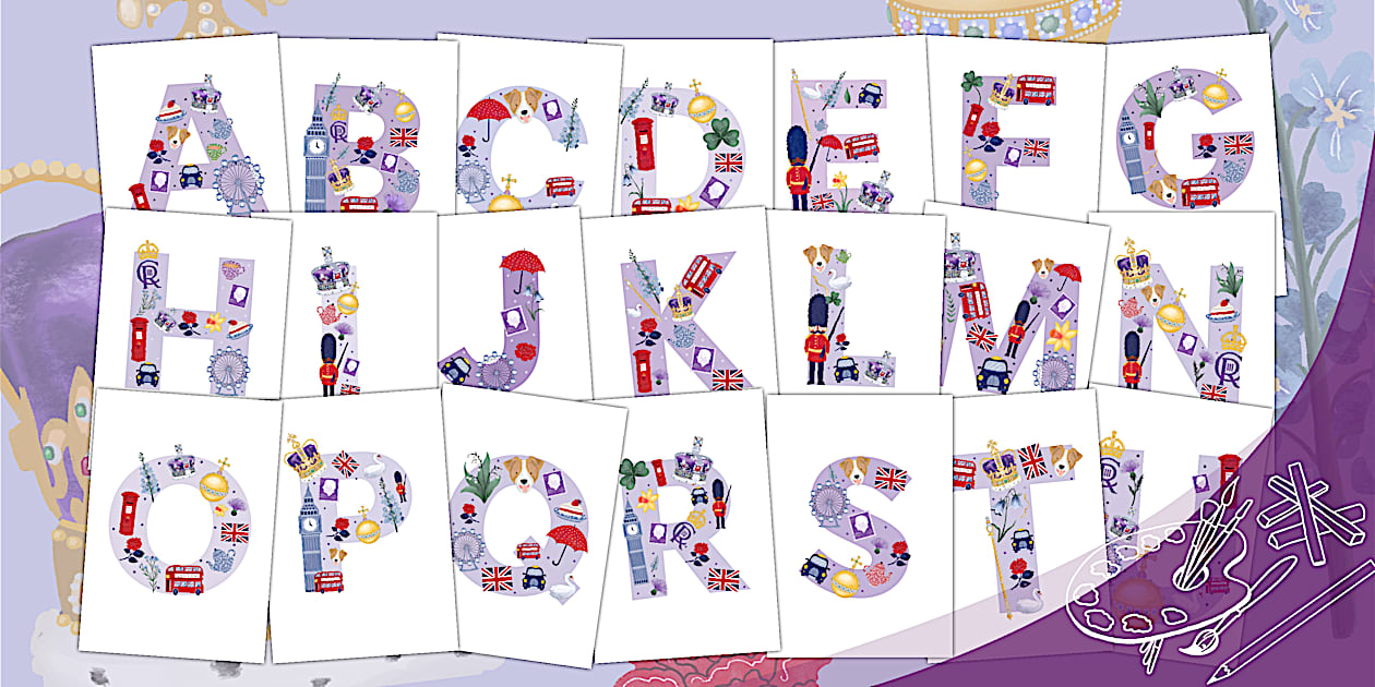 Upper Case Alphabet Icons Illustrated Lettering - Twinkl