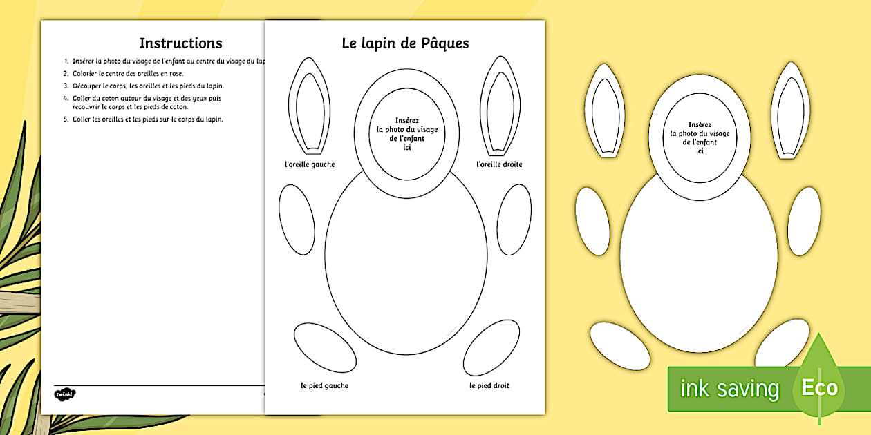 Feuille d'activités pour apprendre à découper : Le lapin de Pâques