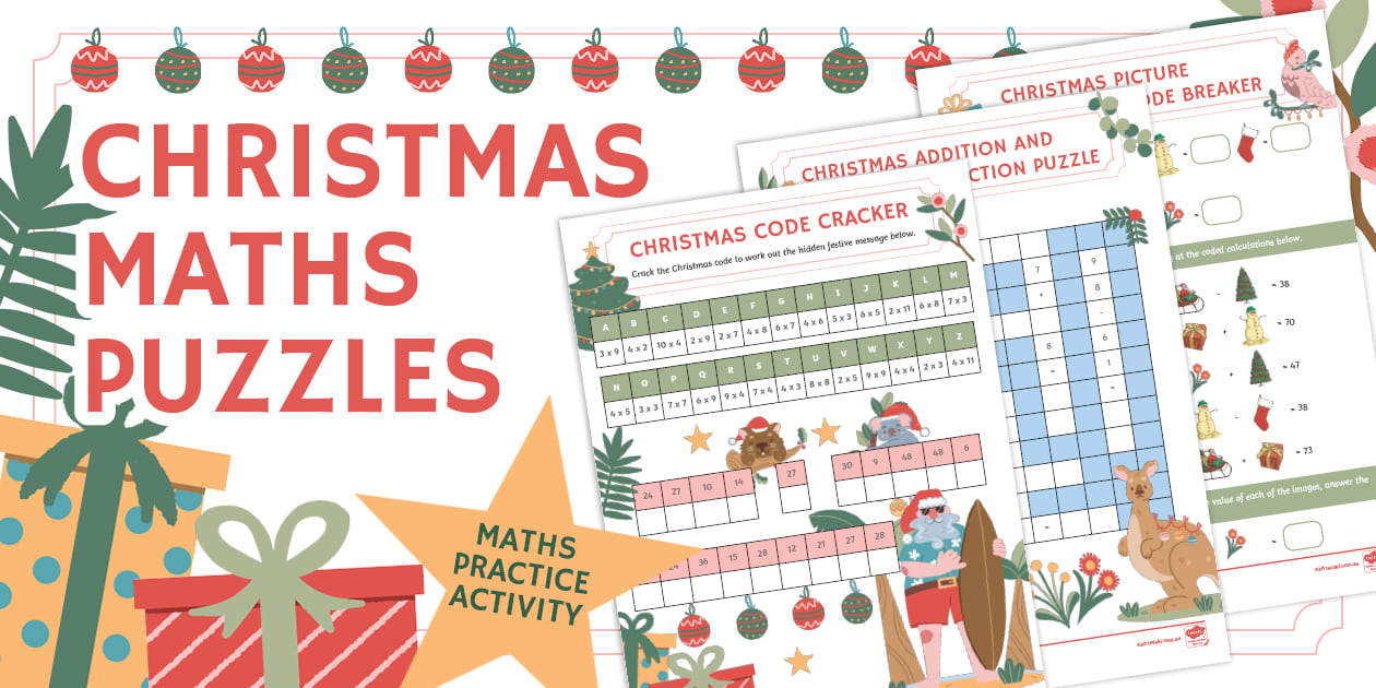 Maths Christmas Holiday Puzzles Activity Pack | Twinkl