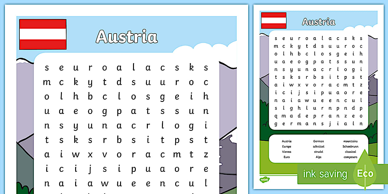 Austria Word Search (Teacher-Made) - Twinkl