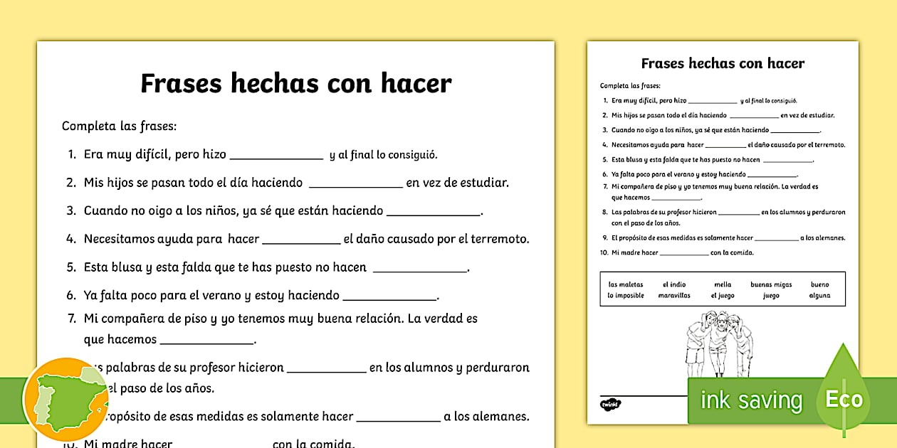 Ficha de actividad: Completa frases hechas con hacer 3