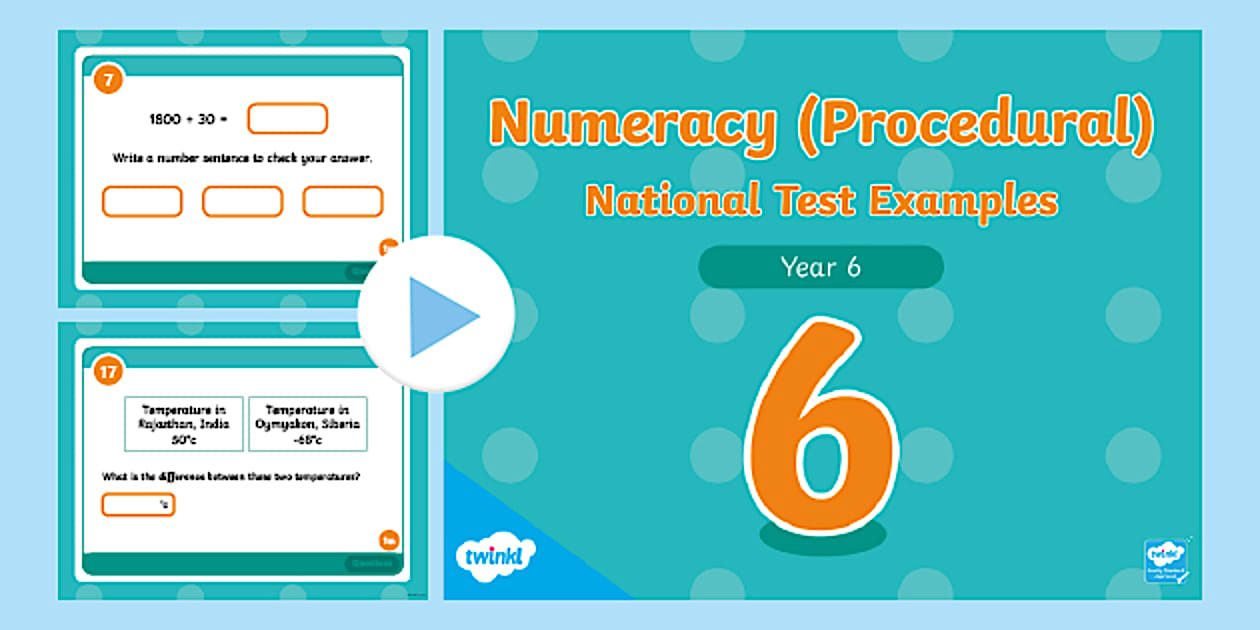 Year 6 Numeracy (Procedural) Test Question Examples Powerpoint