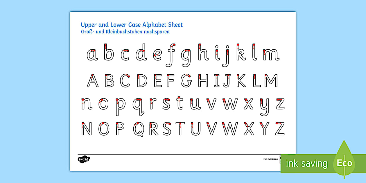 Upper and Lower Case Letters Worksheet / Worksheet English/German