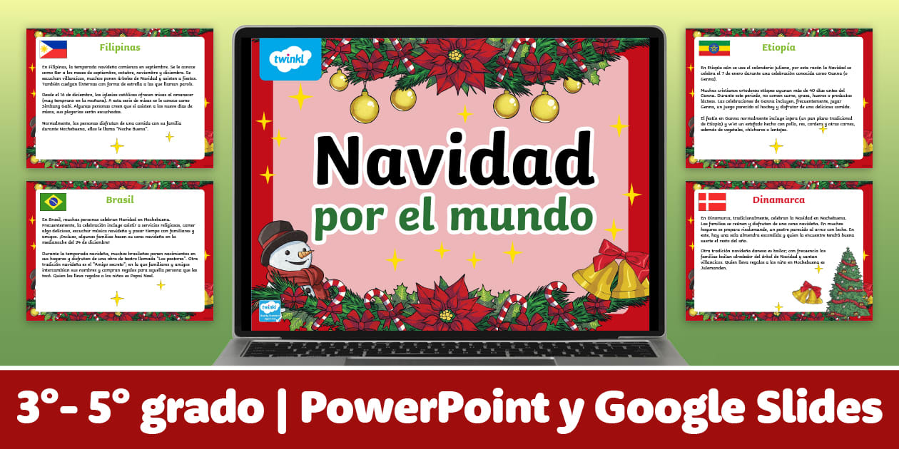 PowerPoint -Google Slides: Navidad por el mundo 3ro - 5to