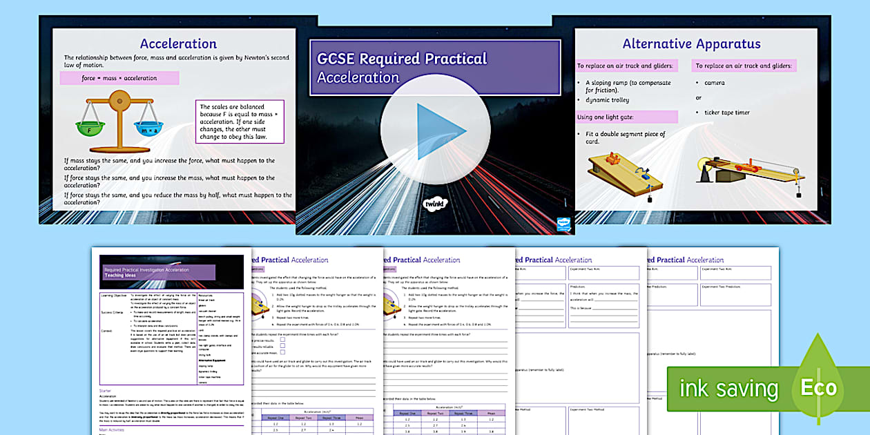 Required Practical Investigation: Acceleration - Twinkl