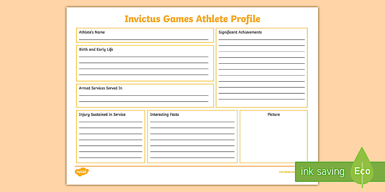 Invictus Games Athlete Biography Worksheet