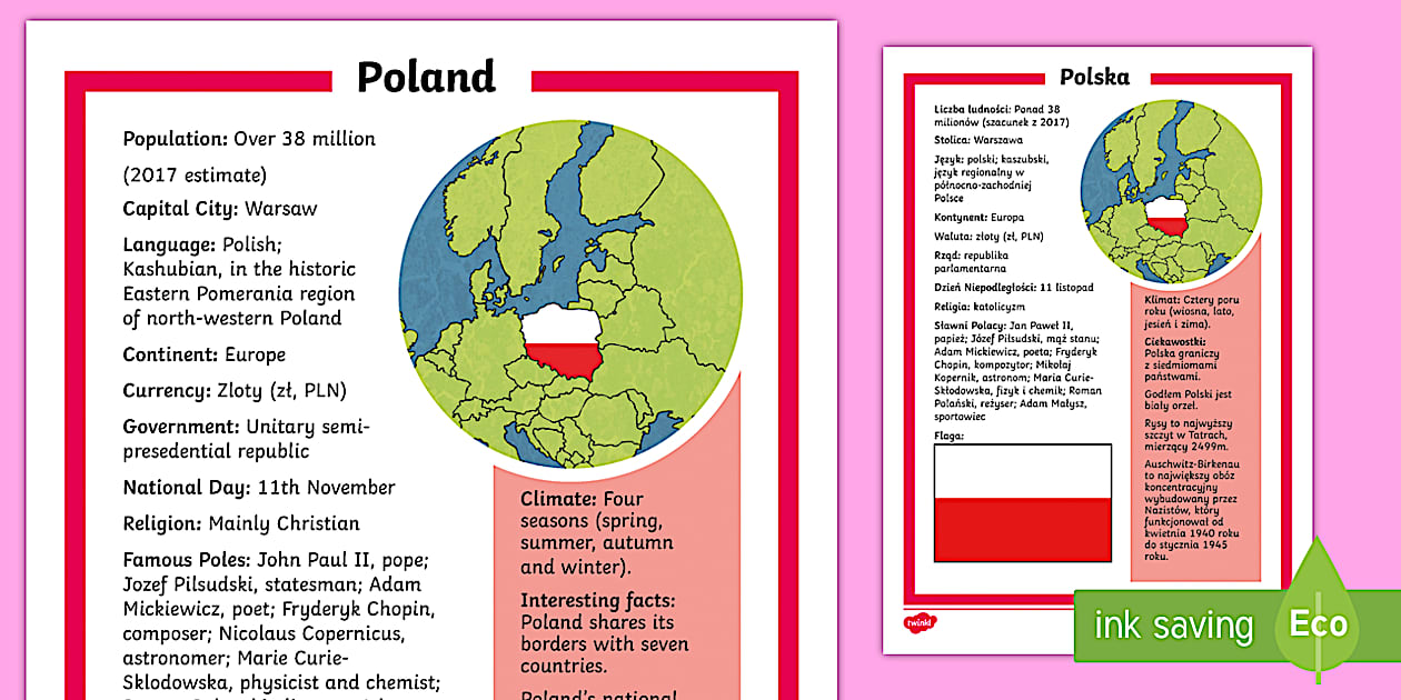 Poland Fact File in both English and Polish (teacher made)