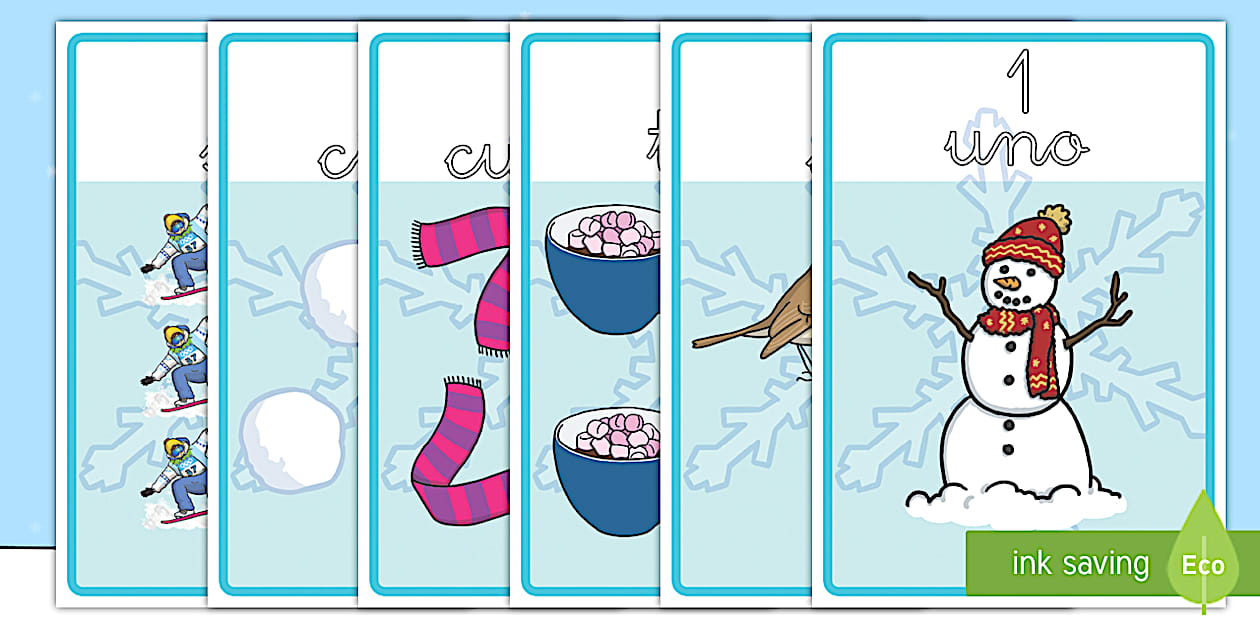 Números de exposición: El invierno | Recursos | Twinkl