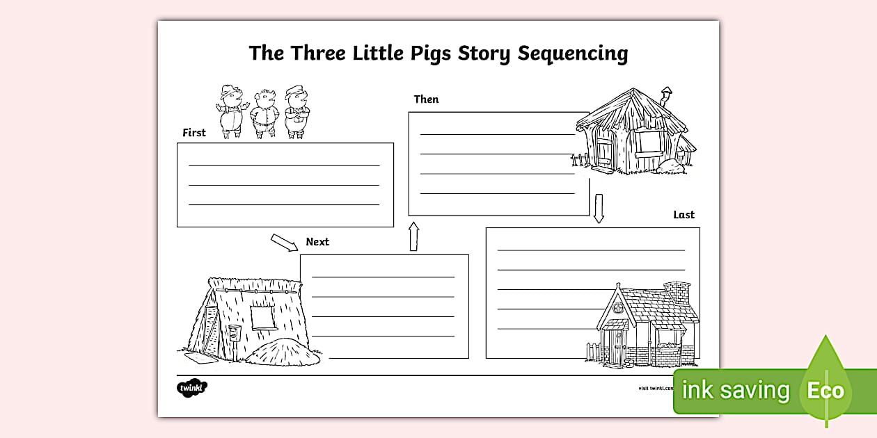 The Three Little Pigs - Storytelling Worksheet PDF - Twinkl