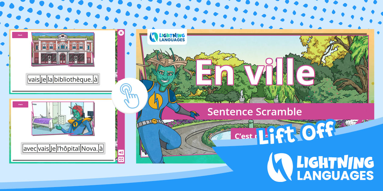 👉 French Town Interactive Sentence Scramble Game