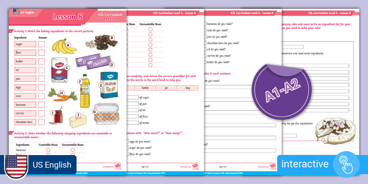 Level 4 Lesson 8 Interactive Activity Sheet (teacher made)