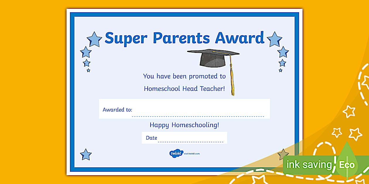 Super Parents Award Certificate 3 (teacher made) - Twinkl