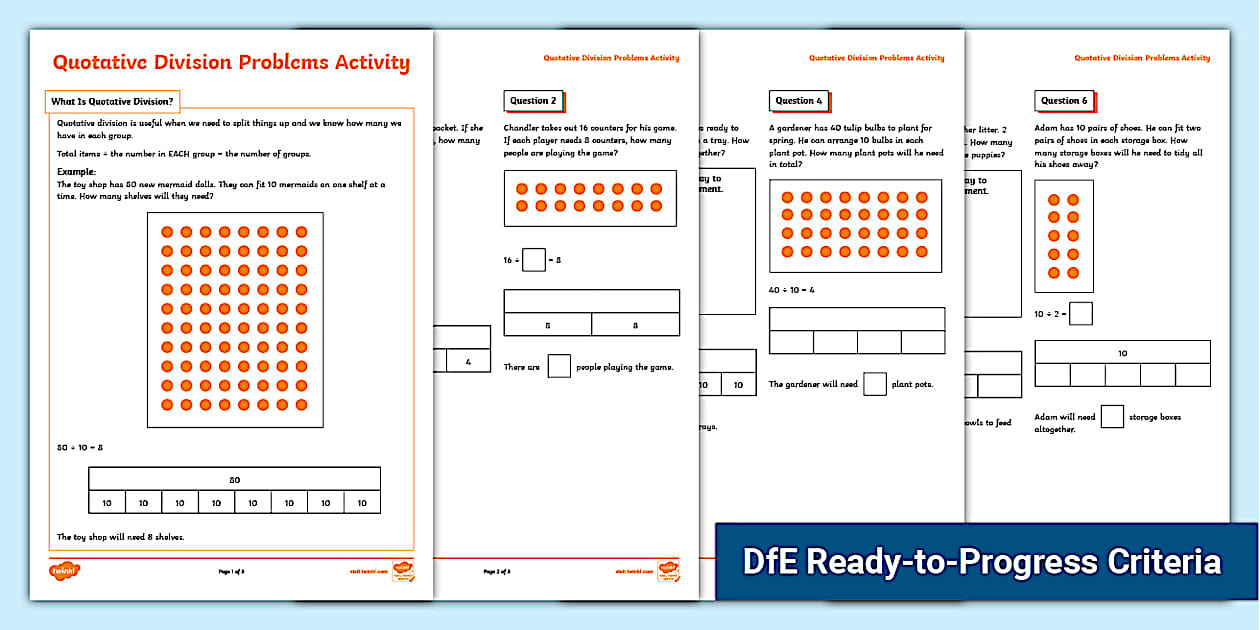 👉 Quotative Division Problems Activity - Twinkl