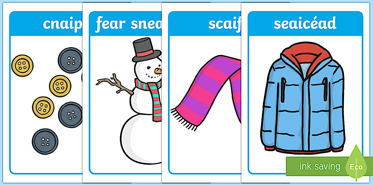An Fear Sneachta Flashcards Gaeilge (teacher made) - Twinkl