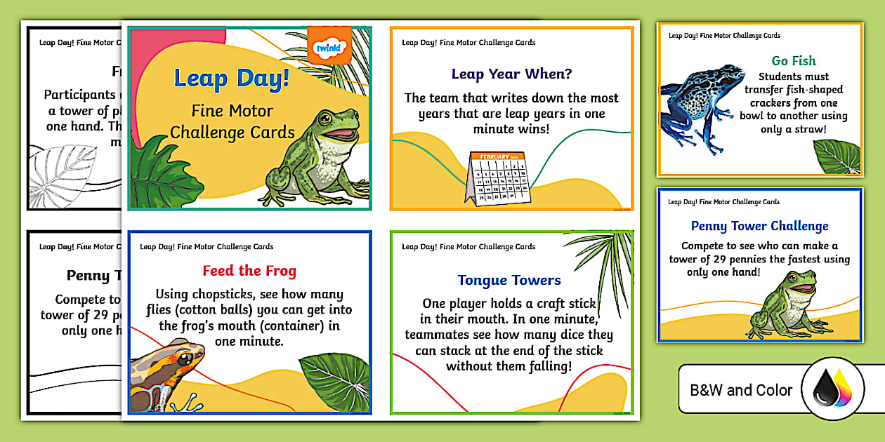 Leap Day! Fine Motor Challenge Cards for 3rd-5th Grade