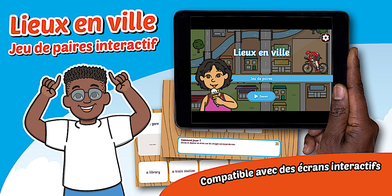 * NEW * Jeu de paires interactif : Lieux en ville - Anglais LV