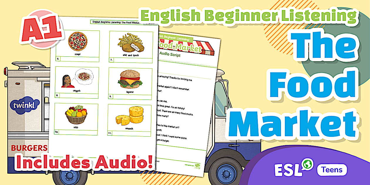 ESL Food Market Listening Activity Pack for Beginners