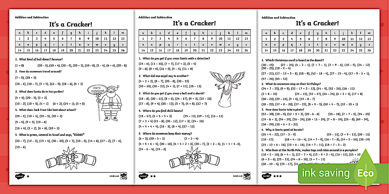 KS1 Addition and Subtraction Christmas Joke Activity