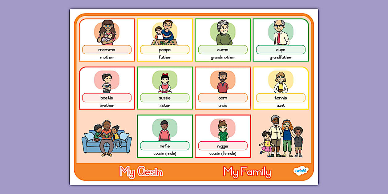My Gesin: Woordmat In Afrikaans/Engels - Twinkl