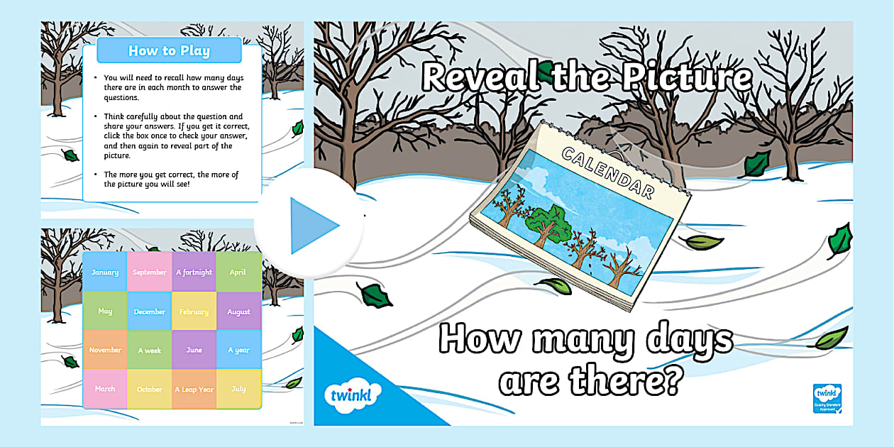 Days in a Month Reveal the Picture Plenary Activity - Twinkl