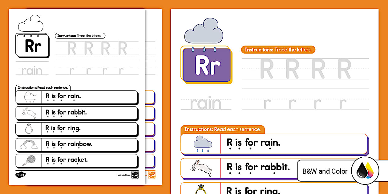 Letter R Fluency Sentences for ELL Alphabet Worksheet