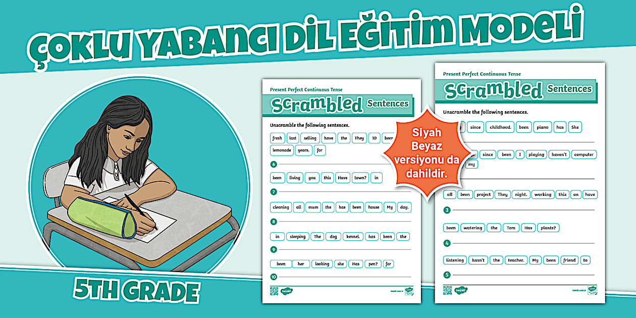 Present Perfect Continuous Tense Scrambled Sentences-Twinkl