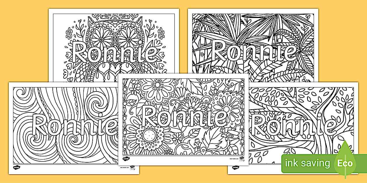 Ronnie Mindfulness Name Colouring Activity (teacher made)
