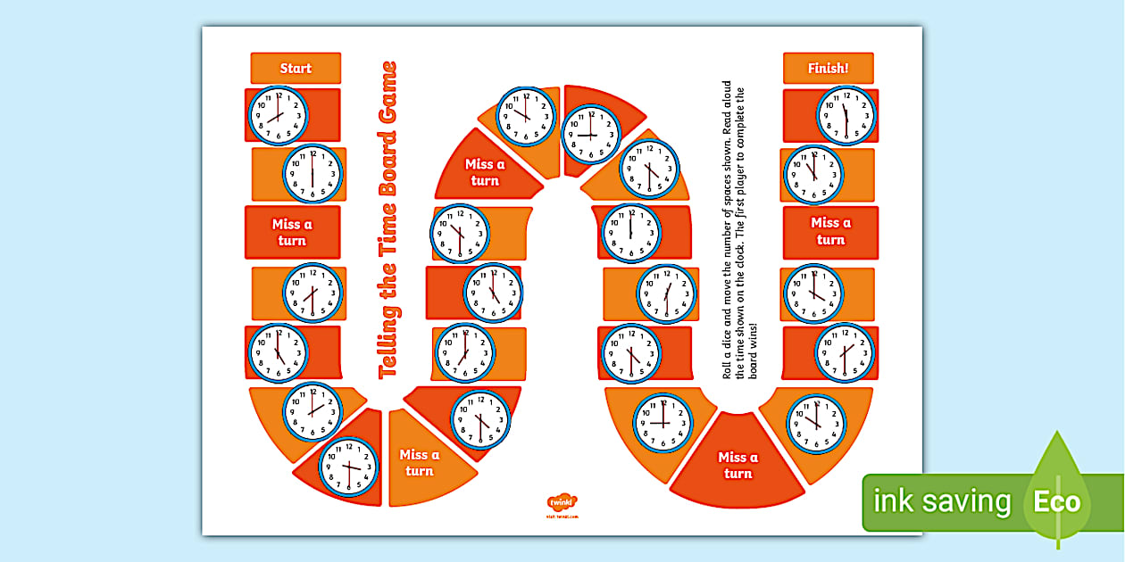 Telling The Time Board Game KS1 O'clock and Half Past