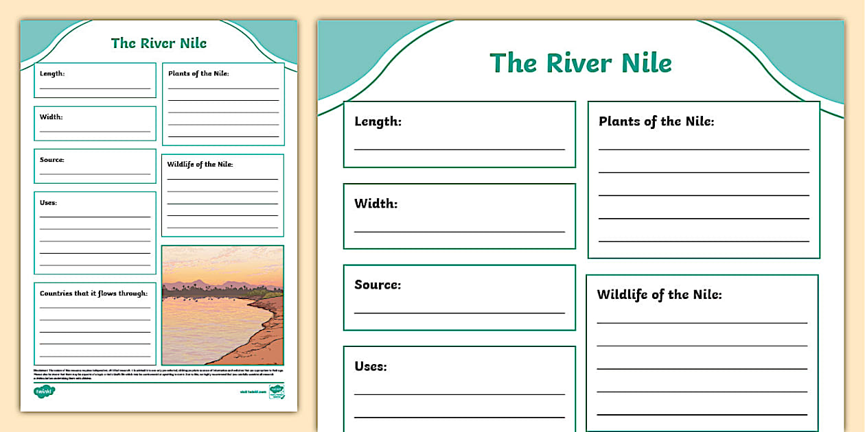 The River Nile Fact File Template (teacher made) - Twinkl