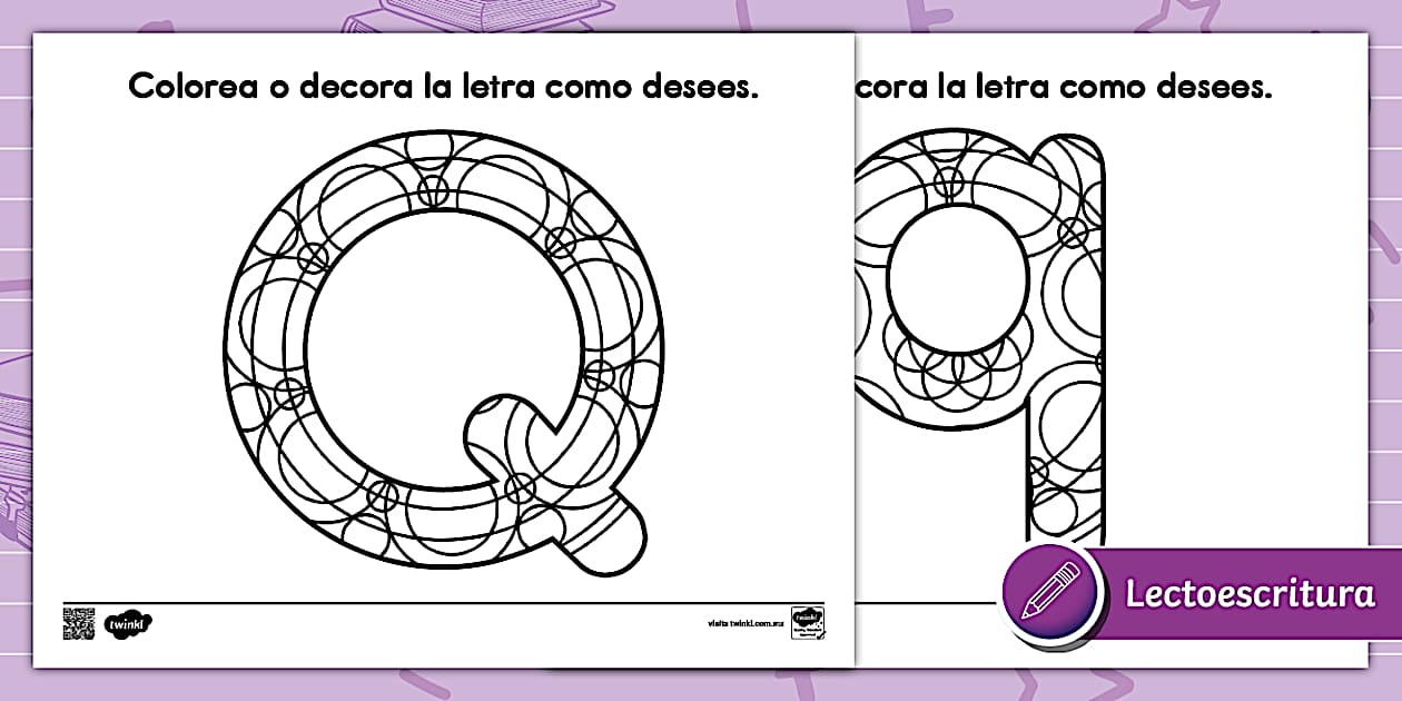 Hoja para colorear: La letra Q (teacher made) - Twinkl