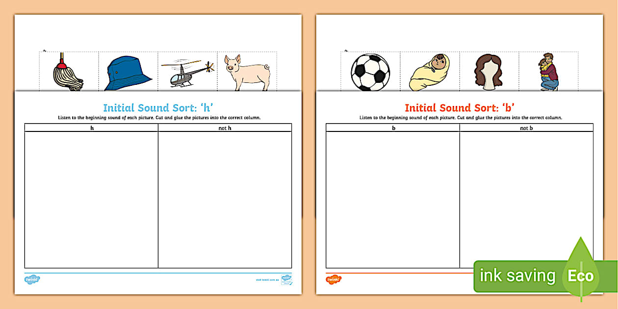 Letters and Sound Set 5 h/b/f/ff/l/ll/ss Cut, Sort and Paste