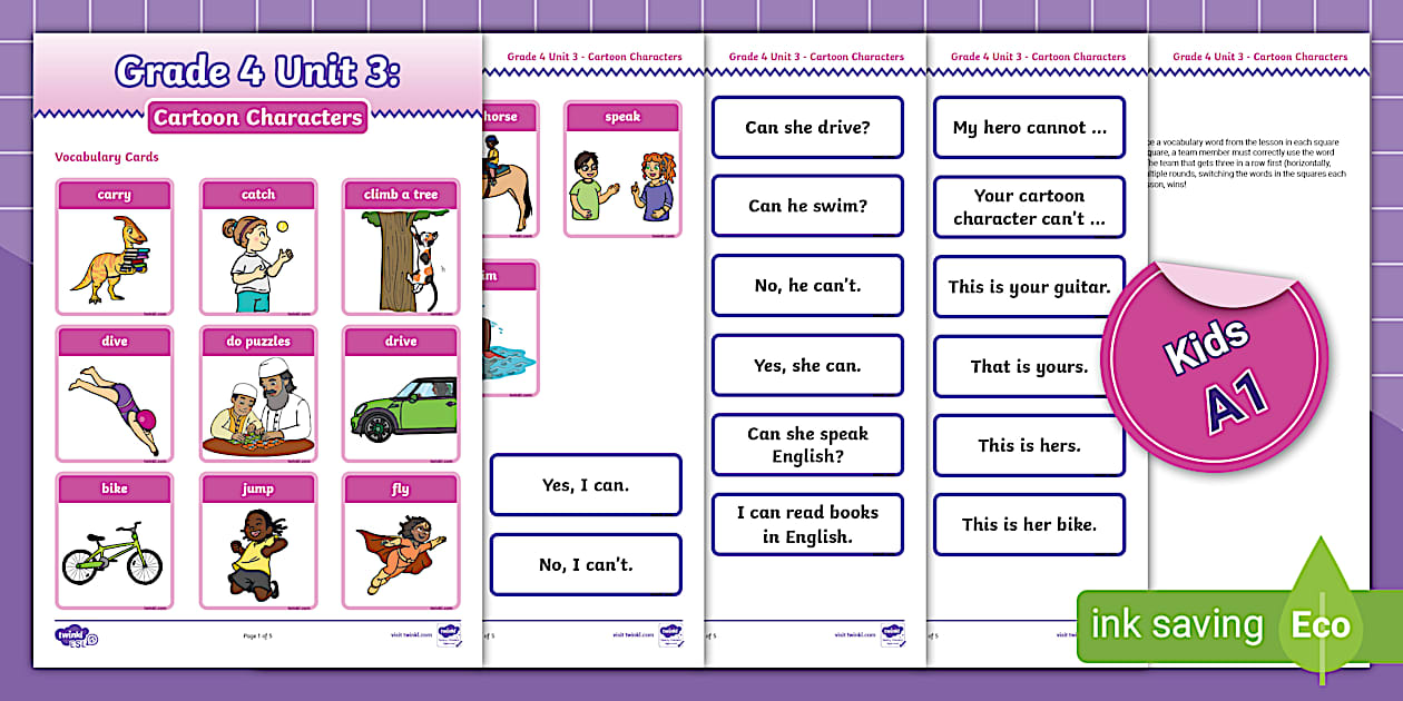 Turkey Curriculum English Vocabulary Cards: Grade 4 Unit 2 (Nationality)