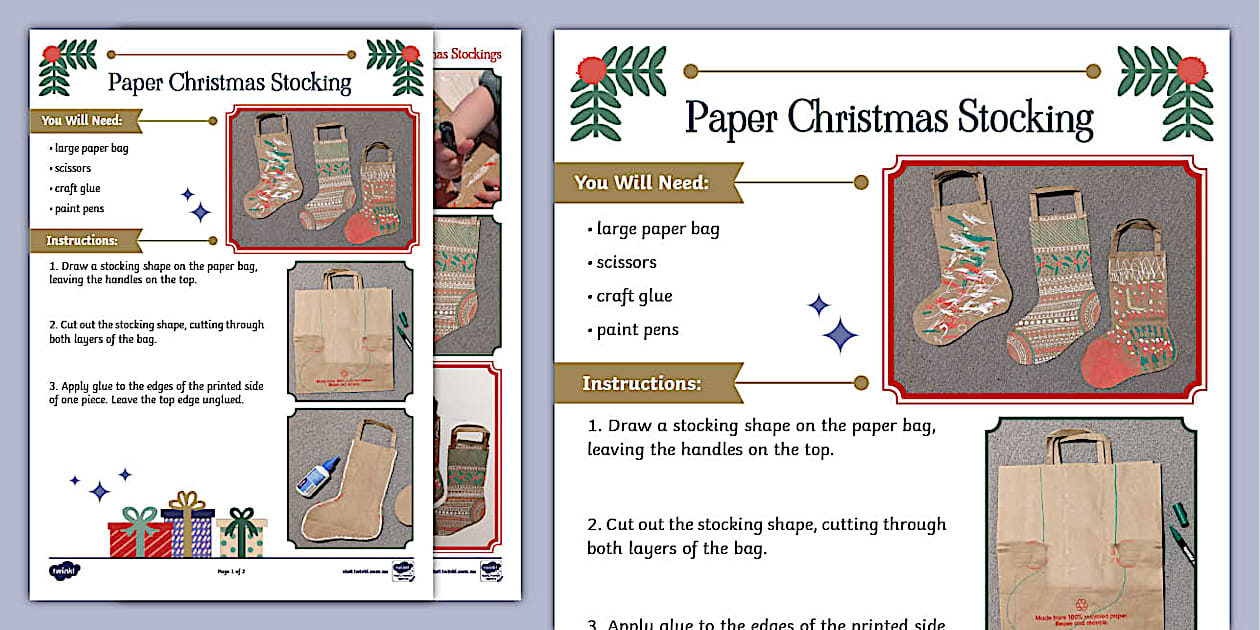 Paper Christmas Stocking (teacher made) - Twinkl