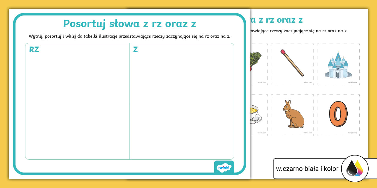 Posortuj wyrazy z głoskami rz oraz z w nagłosie | Logopedia