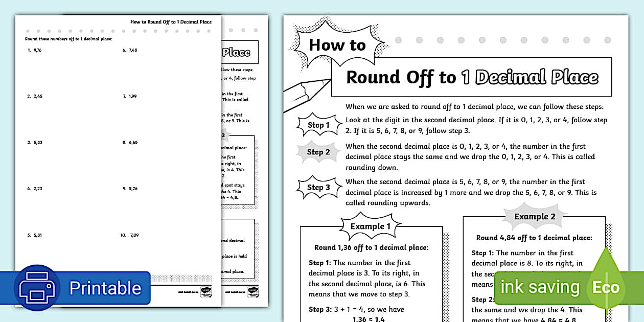 How to Round Off to 1 Decimal Place: Activity Sheet - Twinkl
