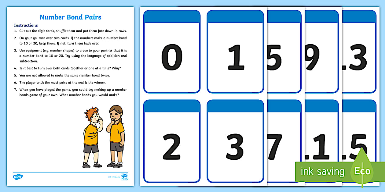 Number Bonds to 20 Maths Mastery Game Worksheet - Twinkl