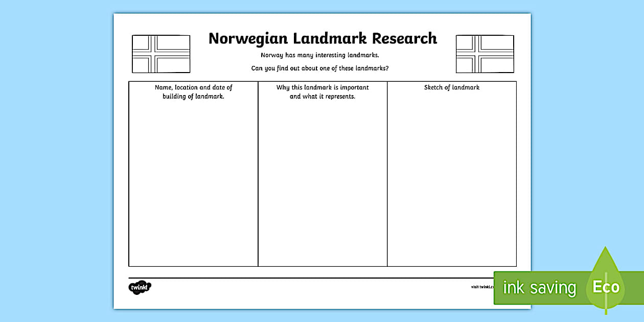 Norwegian Landmark Research Worksheet / Worksheet
