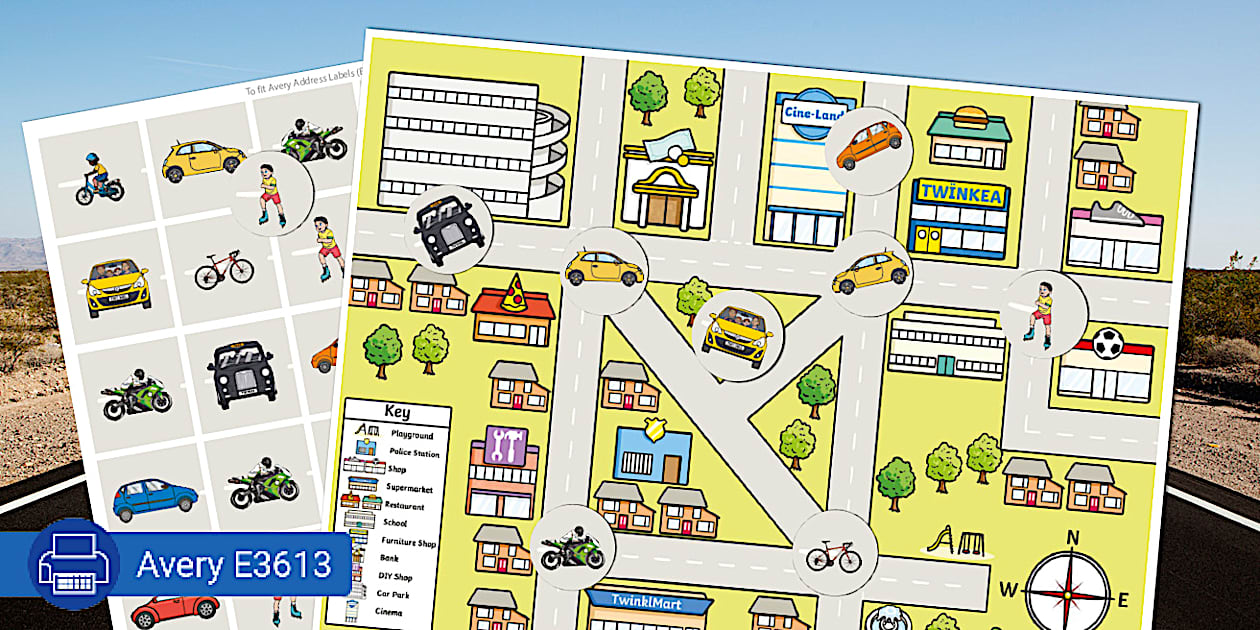 Road Map - Neighbourhood Scene - Sticker Activity - Twinkl
