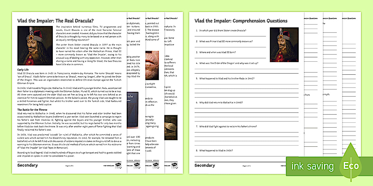 Vlad the Impaler Reading Comprehension Activity - Twinkl