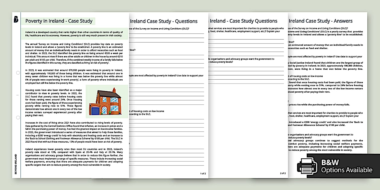 Poverty in Ireland Case Study (teacher made) - Twinkl