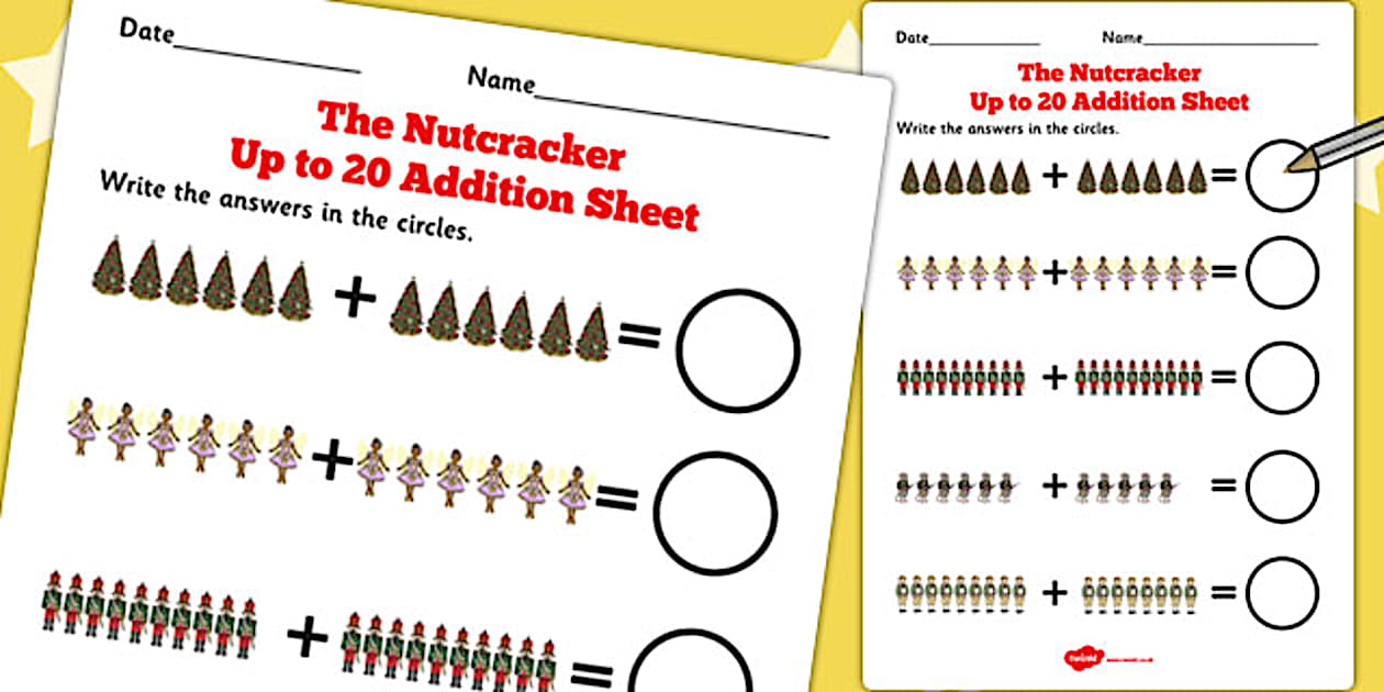 The Nutcracker Up to 20 Addition Sheet (Teacher-Made)