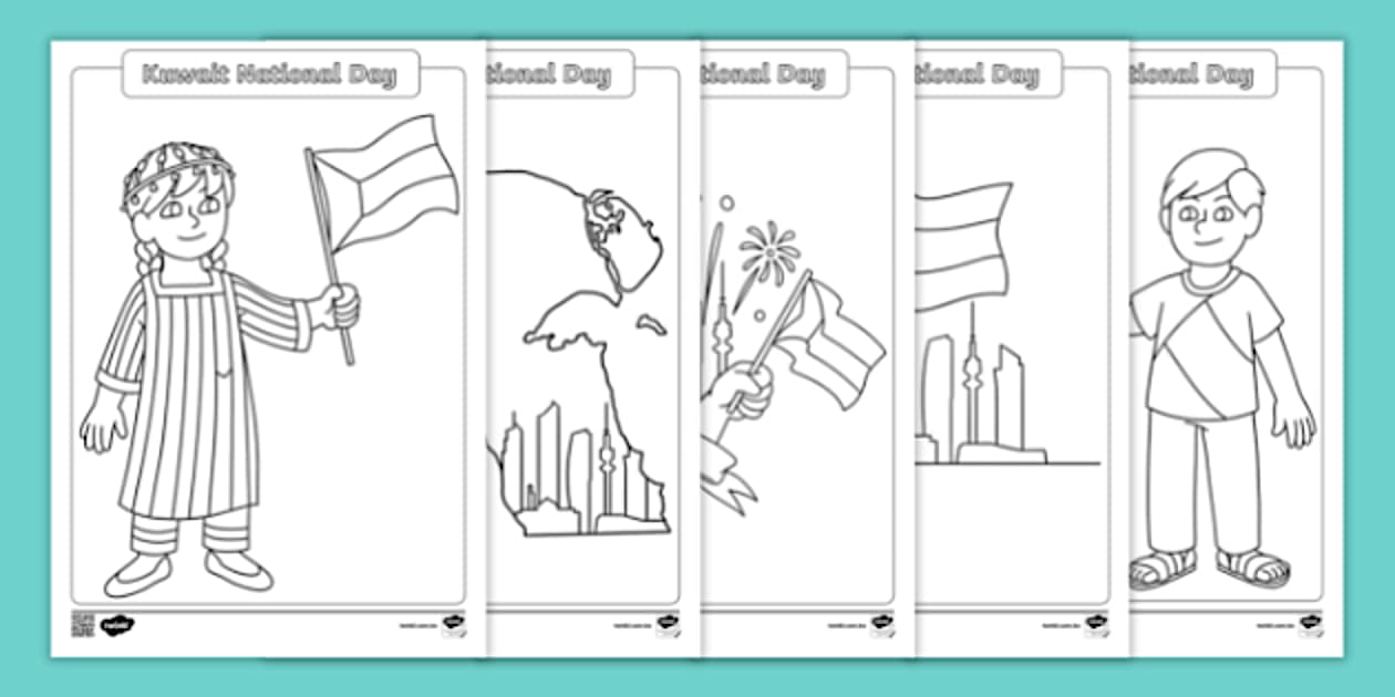 Kuwait National Day Colouring Activity for Kids - Twinkl