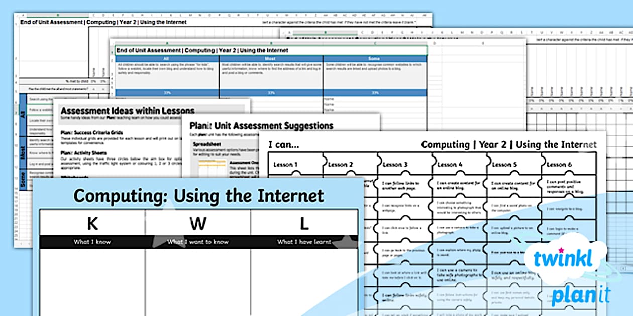 Computing: Using the Internet Year 2 Unit Assessment Pack