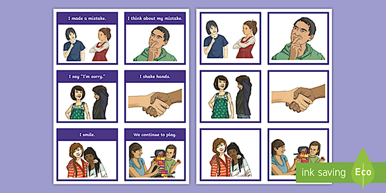 Apologizing Multi-Step Sequencing Cards - Twinkl