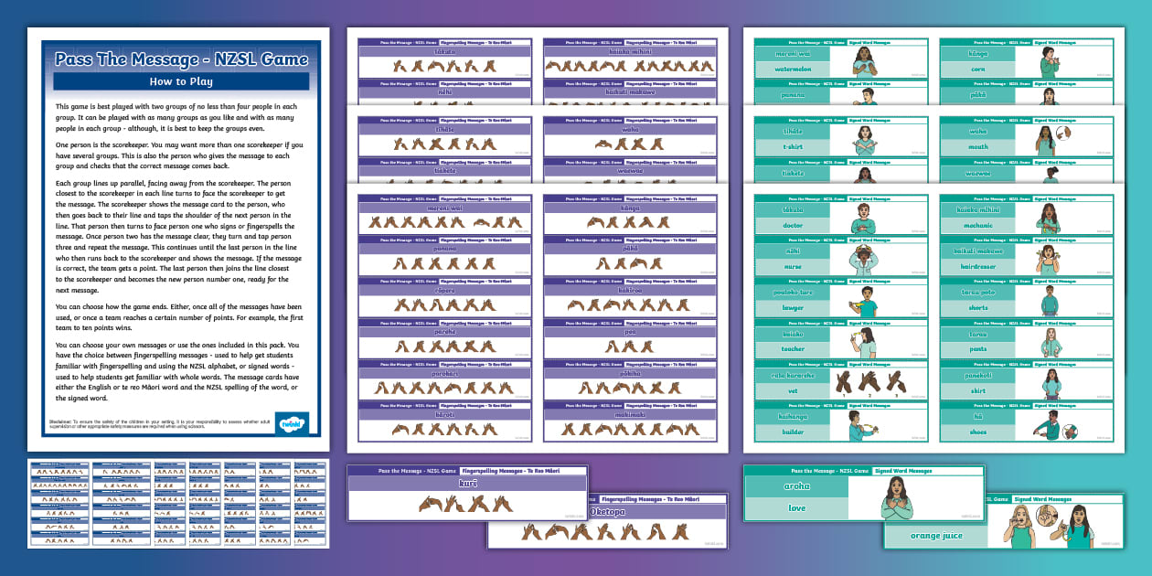 Pass the Message - NZSL Game (teacher made) - Twinkl