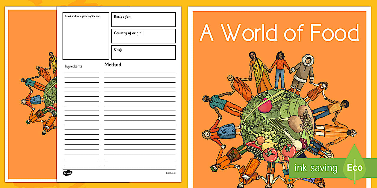 Black and White A World of Food Class Cookbook Template